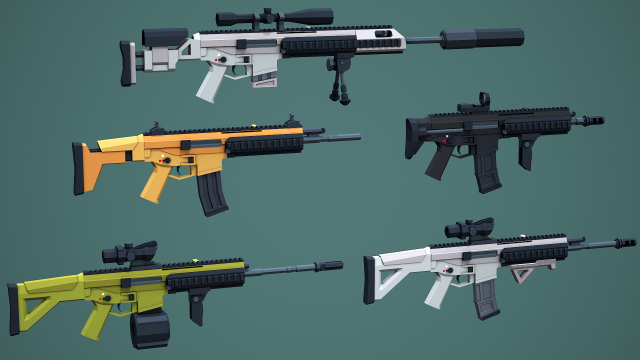 Stylized Modular ACR Rifle Low Poly Mobile Ready 3D Model in Rifle 3DExport