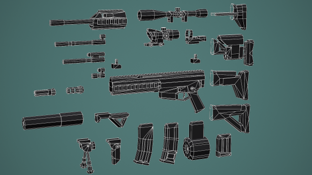 Stylized Modular ACR Rifle Low Poly Mobile Ready 3D Model in Rifle 3DExport