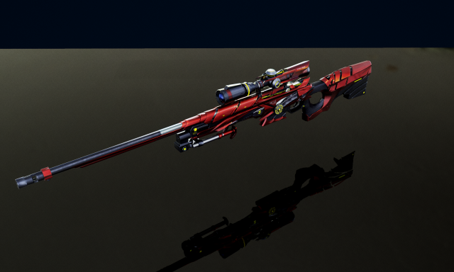 3D Red AWM Low-poly 3D Model in Machine Gun 3DExport