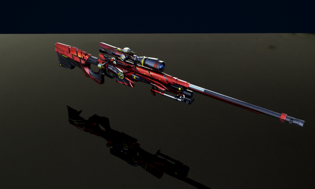 3D Red AWM Low-poly 3D Model in Machine Gun 3DExport