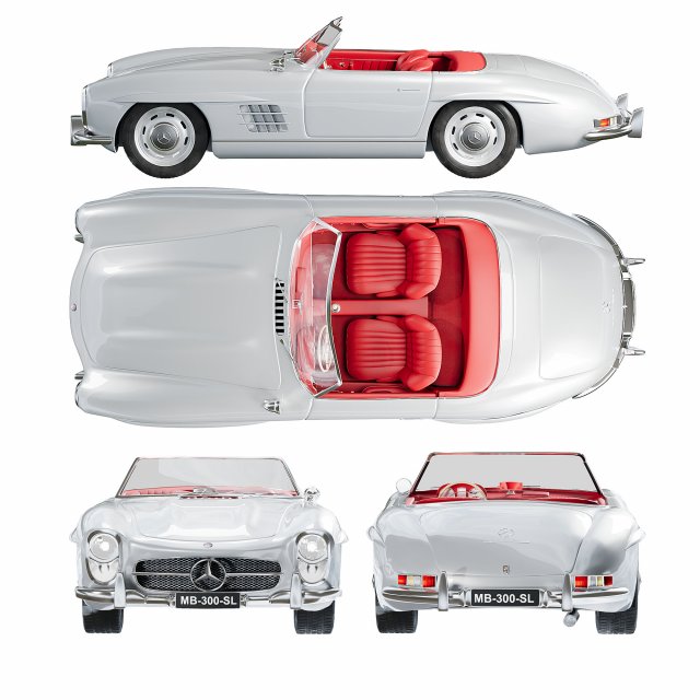 Mersedes Benz 300SL Roadster 3D Model in Classic Cars 3DExport