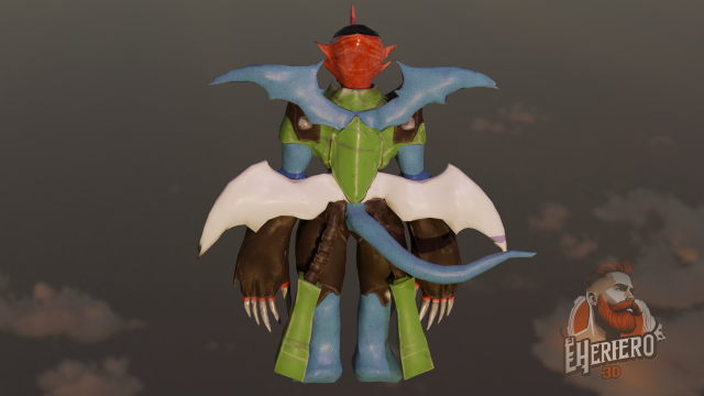 DIGIMON - PAILDRAMON LEDRAMON 3D Model in Cartoon 3DExport