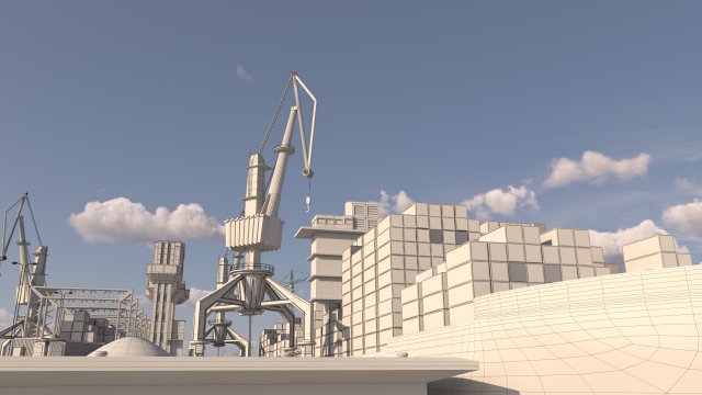 Detailed Commercial Harbor 3D Pack 3D Model in Shipping Containers 3DExport