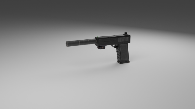 Simple pistol 3D Model in Pistol 3DExport