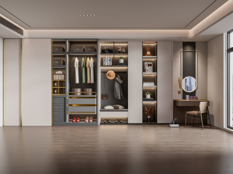 Dressing Room Wardrobe with Shoe Cabinet Storage 1 3D Model in Hall ...