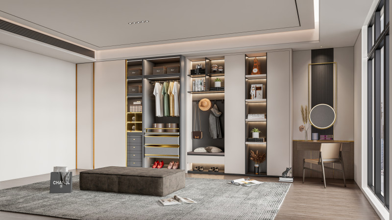 Dressing Room Wardrobe with Shoe Cabinet Storage 1 3D Model in Hall ...