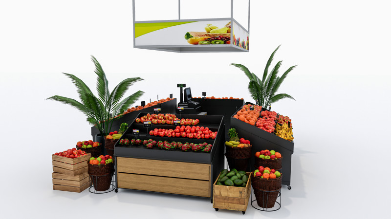 Fruits and vegetables Supermarket Grocery store showcase 1 3D Model in ...