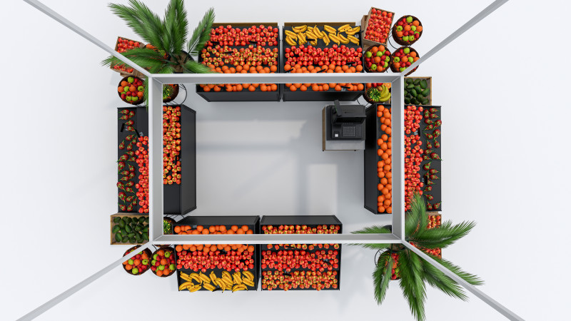 Fruits and vegetables Supermarket Grocery store showcase 1 3D Model in ...