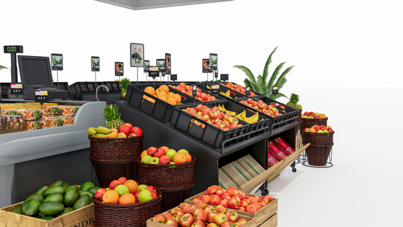 Fruits and vegetables Supermarket Grocery store showcase 2 3D Model in ...