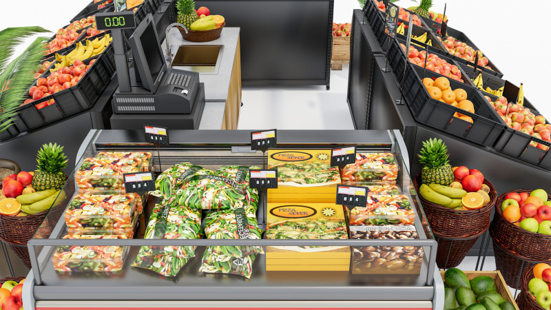Fruits and vegetables Supermarket Grocery store showcase 2 3D Model in ...