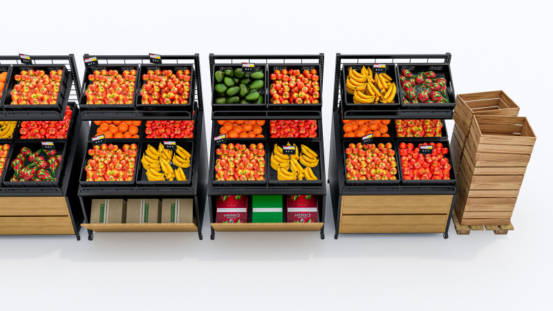 Fruits and vegetables Supermarket Grocery store showcase 3 3D Model in ...