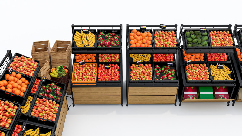 Fruits and vegetables Supermarket Grocery store showcase 3 3D Model in ...
