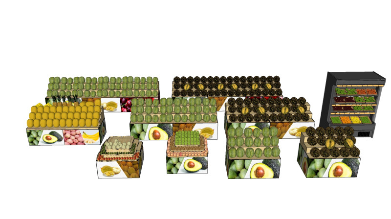 Fruits and vegetables Supermarket Grocery store Rack 2 3D Model in ...