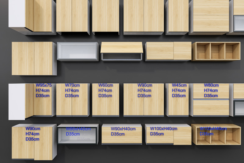 Kitchens and closets library of dynamic blocks Kitchen wall cabinet 3D ...