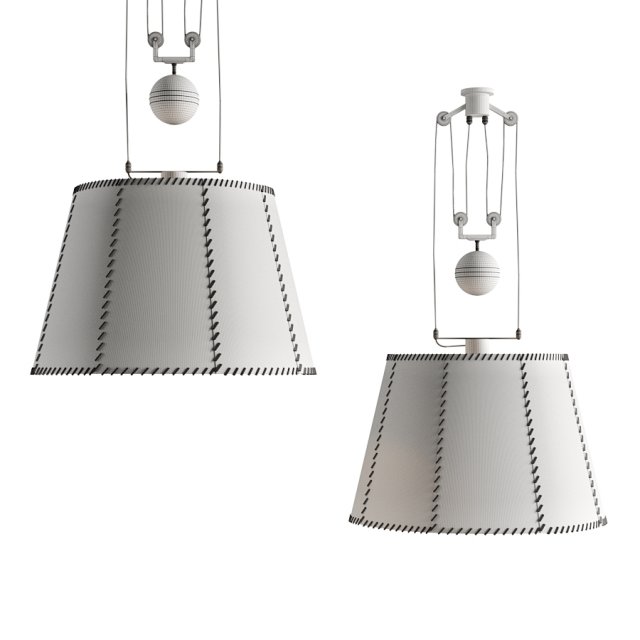 Double Rise And Fall Ceiling LightVellum Drum Shade By Soane 3D Model ...