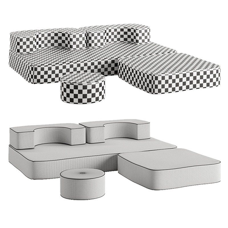 The Modular Pillow Stack Sofa by Business and Pleasure Modelo 3D in Artículos de exterior 3DExport