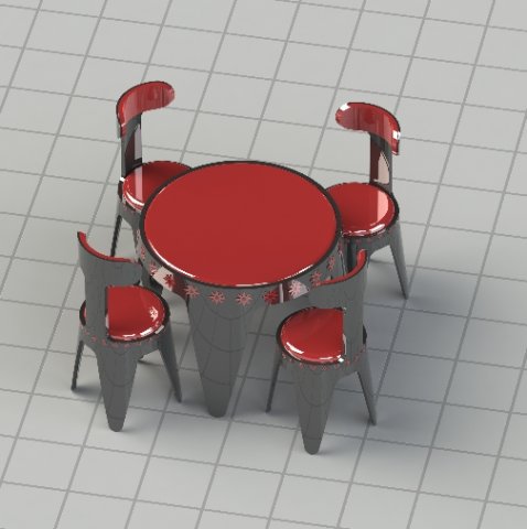 Dinner table 3D Model in Kitchen 3DExport