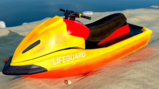 Rescue Jet Ski Water scooter Aquabike Hydrocycle Jet boat Low-poly 3D ...
