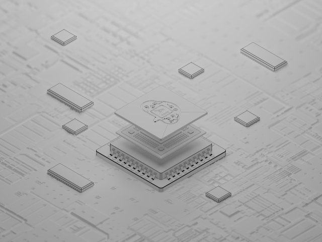 Isometric processor chip 3D Model in Computer 3DExport