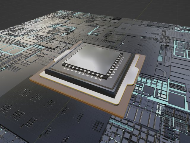 Processor chip 3D Model in Computer 3DExport