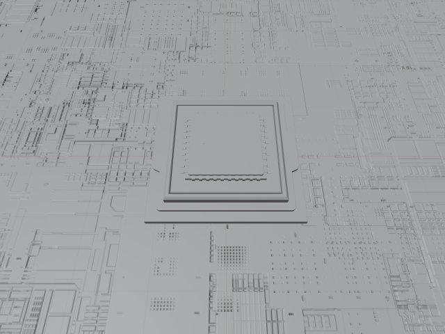 Processor chip 3D Model in Computer 3DExport