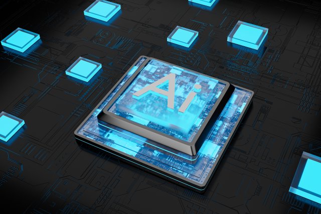 AI processor chip 3D Model in Computer 3DExport