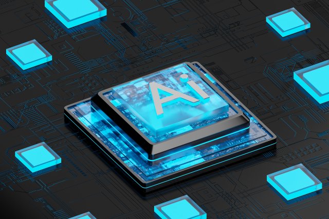 AI processor chip 3D Model in Computer 3DExport