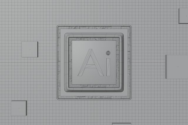 AI processor chip 3D Model in Computer 3DExport