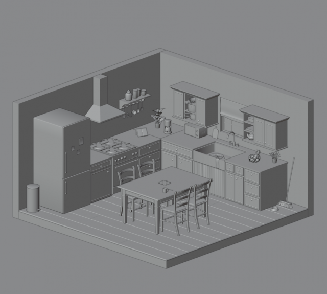 Kitchen 3D Model in Kitchen 3DExport