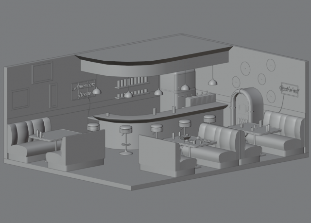 American diner 3D Model in Restaurant 3DExport