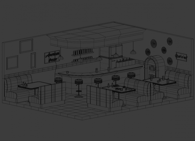 American diner 3D Model in Restaurant 3DExport