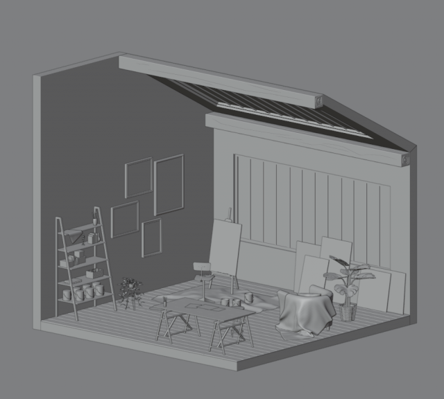 Artists studio 3D Model in Office 3DExport