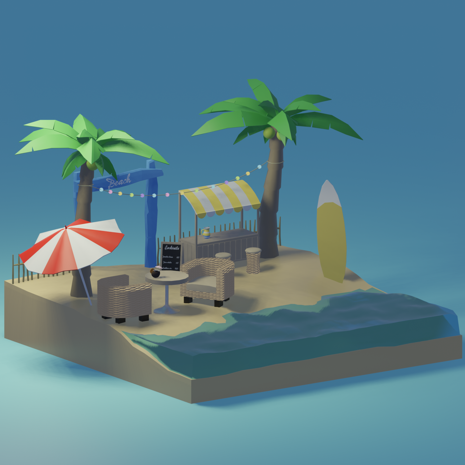 3d Beach Model