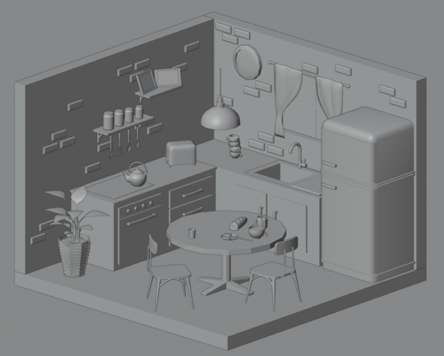 Kitchen 3D Model in Kitchen 3DExport