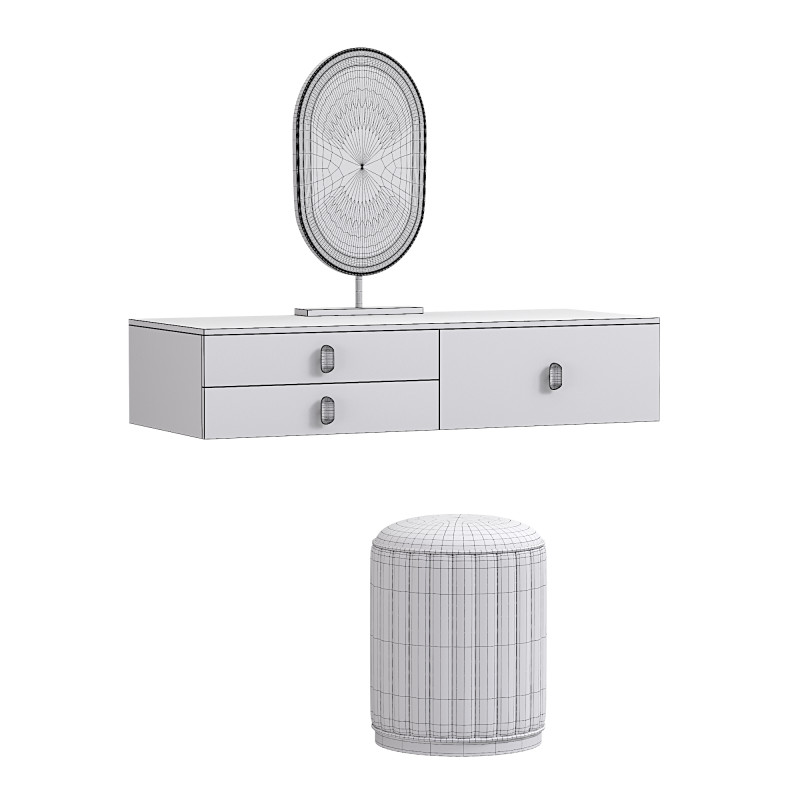 Modern White Floating Makeup Vanity Set Dressing Table with LED Mirror Leather Stool by HOMARY ...