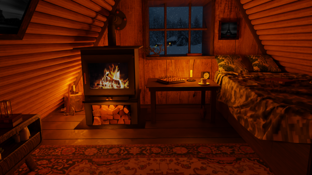 Cozy Hut Bedroom 3D Model in Bedroom 3DExport