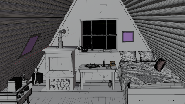 Cozy Hut Bedroom 3D Model in Bedroom 3DExport