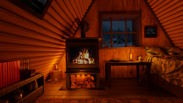 Cozy Hut Bedroom 3D Model in Bedroom 3DExport
