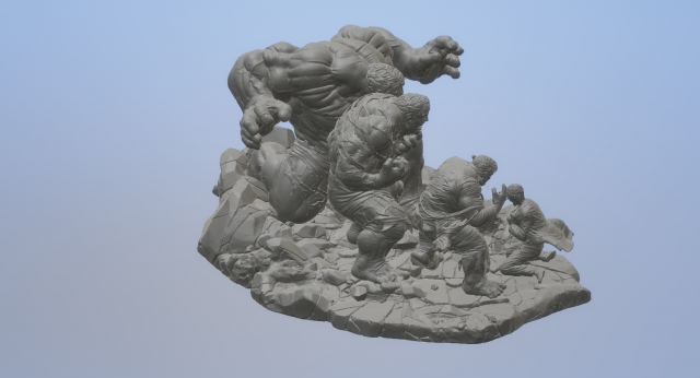 Marvel - Diorama - Hulks Transformation 3D Print Model in Man 3DExport