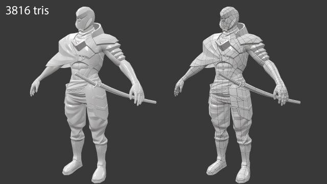 Stylized samurai from the first and third person Low-poly Modelo 3D in ...