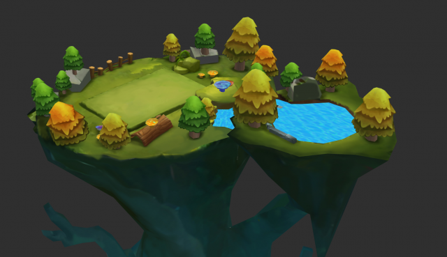 Waterfall Map Hand-Painted Game Assets 3D Model in Game Assets 3DExport