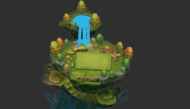 Waterfall Map Hand-Painted Game Assets 3D Model in Game Assets 3DExport