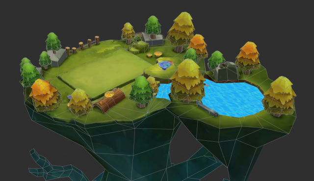 Waterfall Map Hand-Painted Game Assets 3D Model in Game Assets 3DExport