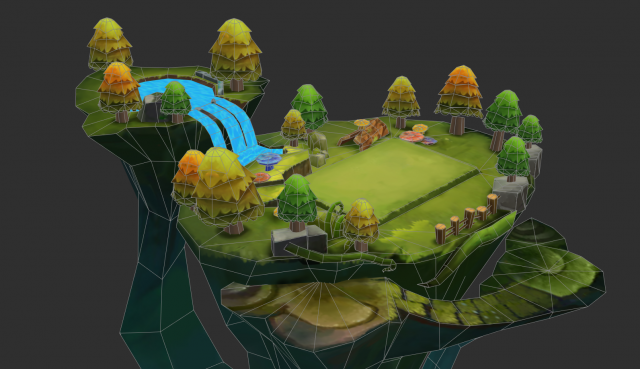 Waterfall Map Hand-Painted Game Assets 3D Model in Game Assets 3DExport