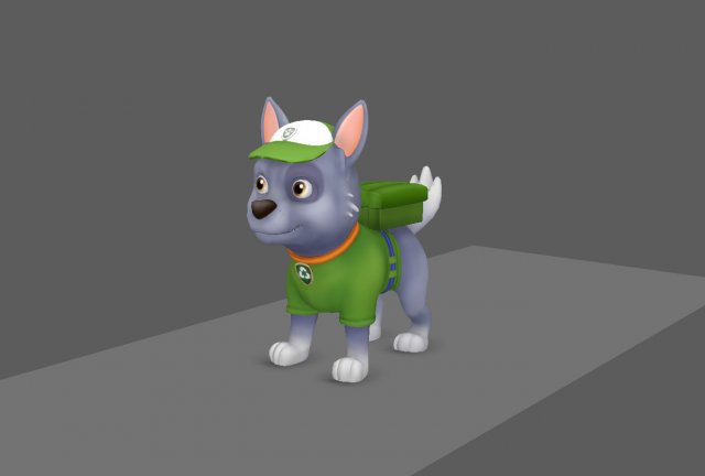 Paw Patrol Rocky Rig Animation Modelo 3D in Cartoon 3DExport