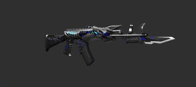Pistol AK47 Blue Beast Handpainted Game Asset 3D Model in Pistol 3DExport