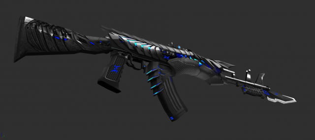 Pistol AK47 Blue Beast Handpainted Game Asset 3D Model in Pistol 3DExport