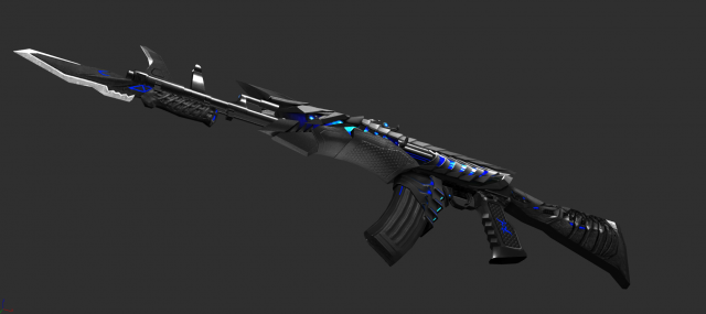 Pistol AK47 Blue Beast Handpainted Game Asset 3D Model in Pistol 3DExport