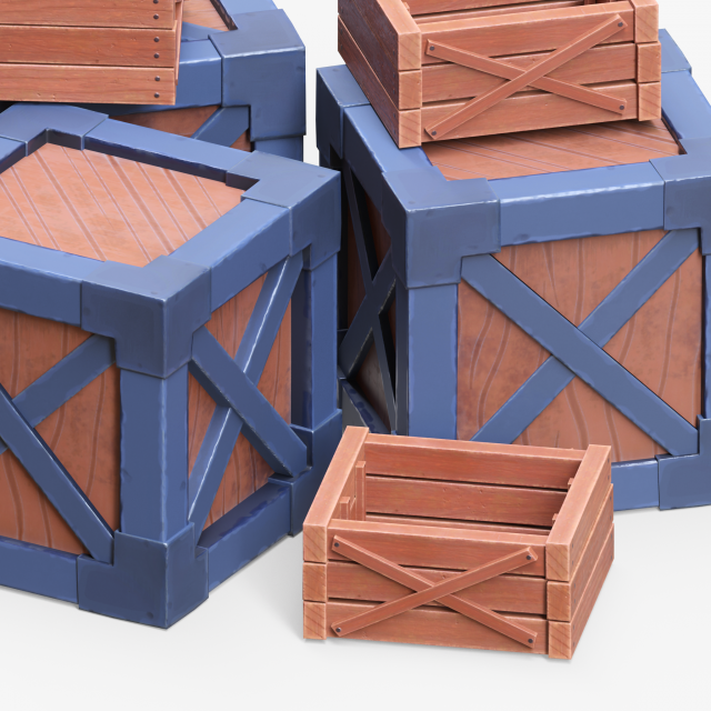 Stylized Wooden Boxes 3D Model in Other 3DExport