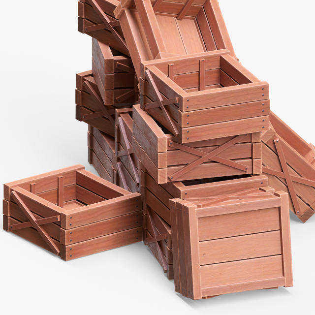 Wooden Boxes 3D Model in Other 3DExport